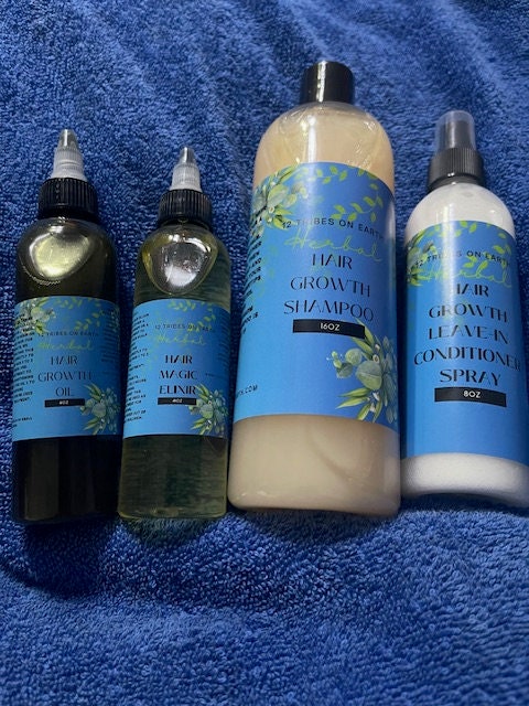 Hair Growth Poo, Oil, Elixir and Leave-In Spray Conditioner Bundle – 12 ...